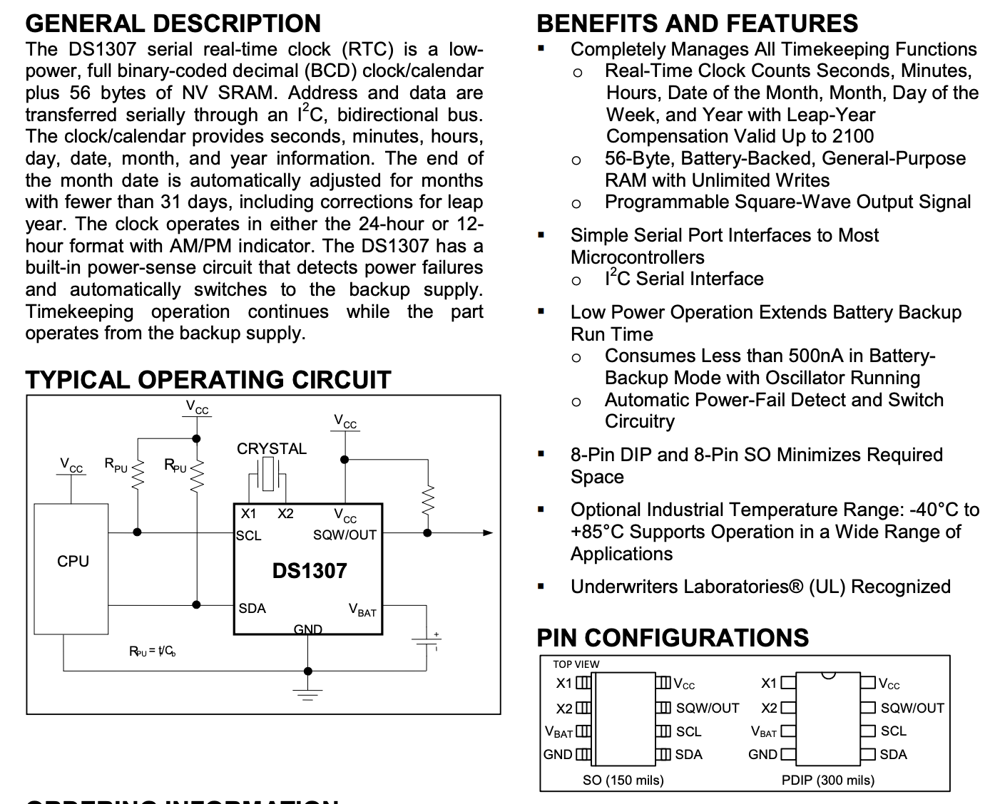 Datasheet Digest: Ep 003 - DS1307 I2C Real-Time Clock Datasheet - Cyber ...